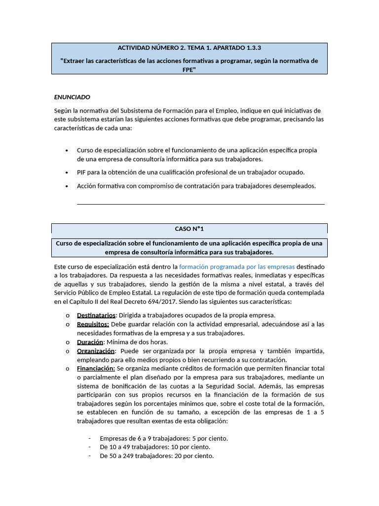Actividad Número 2. Tema 1. Apartado 1.3.3 | PDF | Business | Empleo