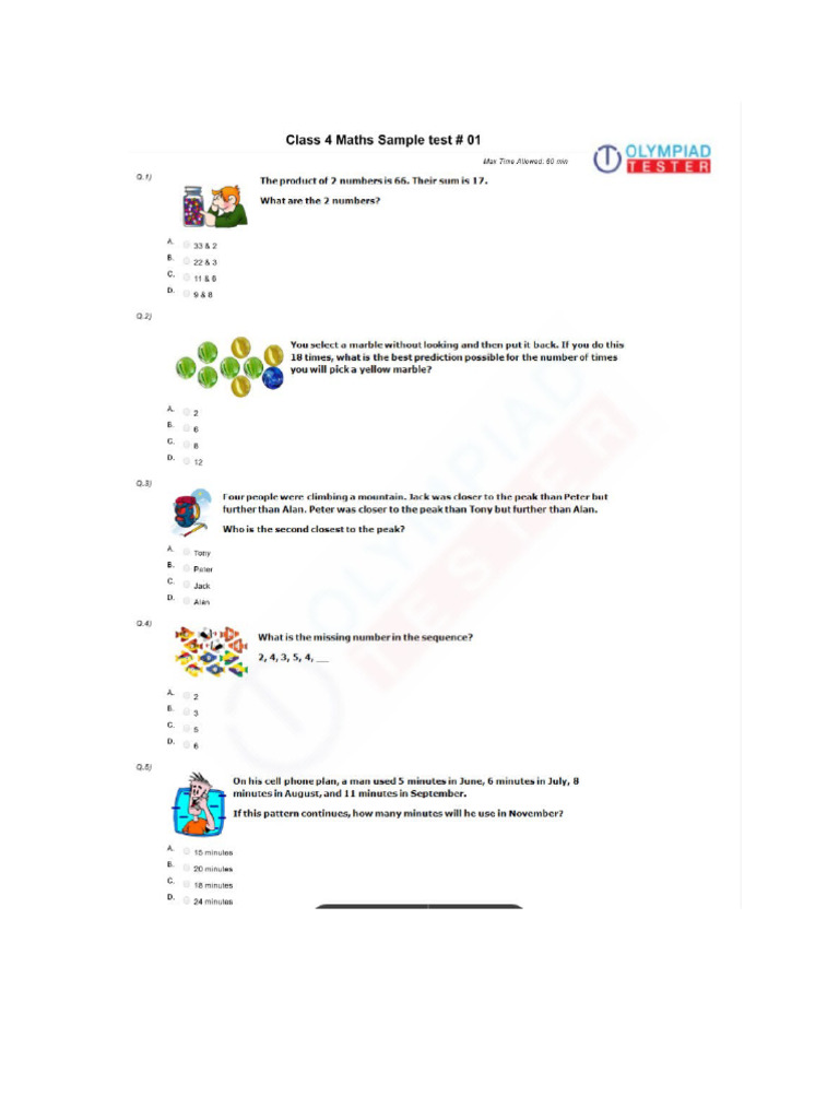 IMO - Maths - Grade 4 | PDF