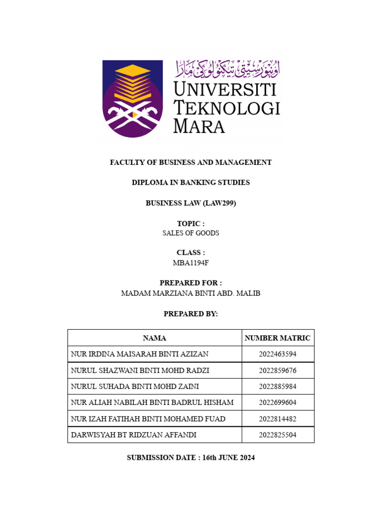 GROUP ASSIGNMENT LAW299 | PDF | Private Law | Business Law
