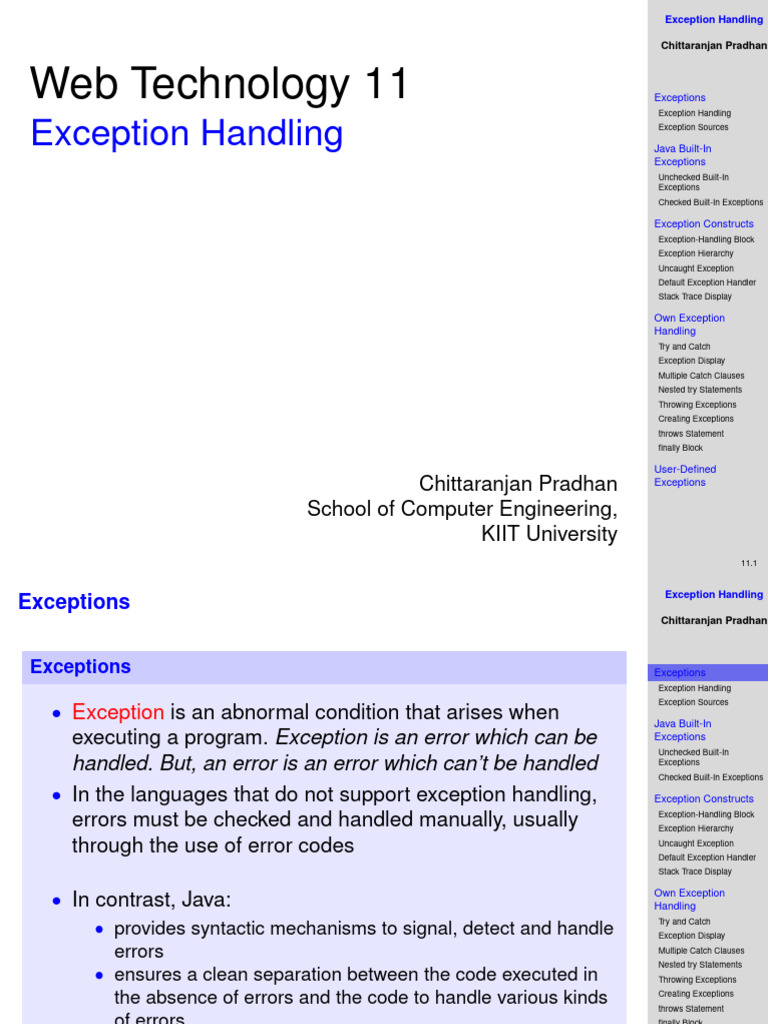Java Exception Handling | PDF | Computing | Software Engineering Java Exception Handling | PDF | Computing | Software Engineering