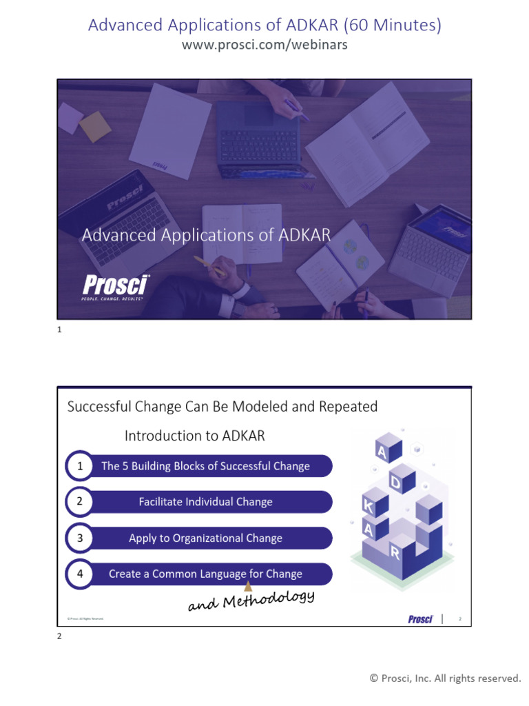 Prosci Advanced Applications of ADKAR - Slides 2022 | PDF | Change Management | Business
