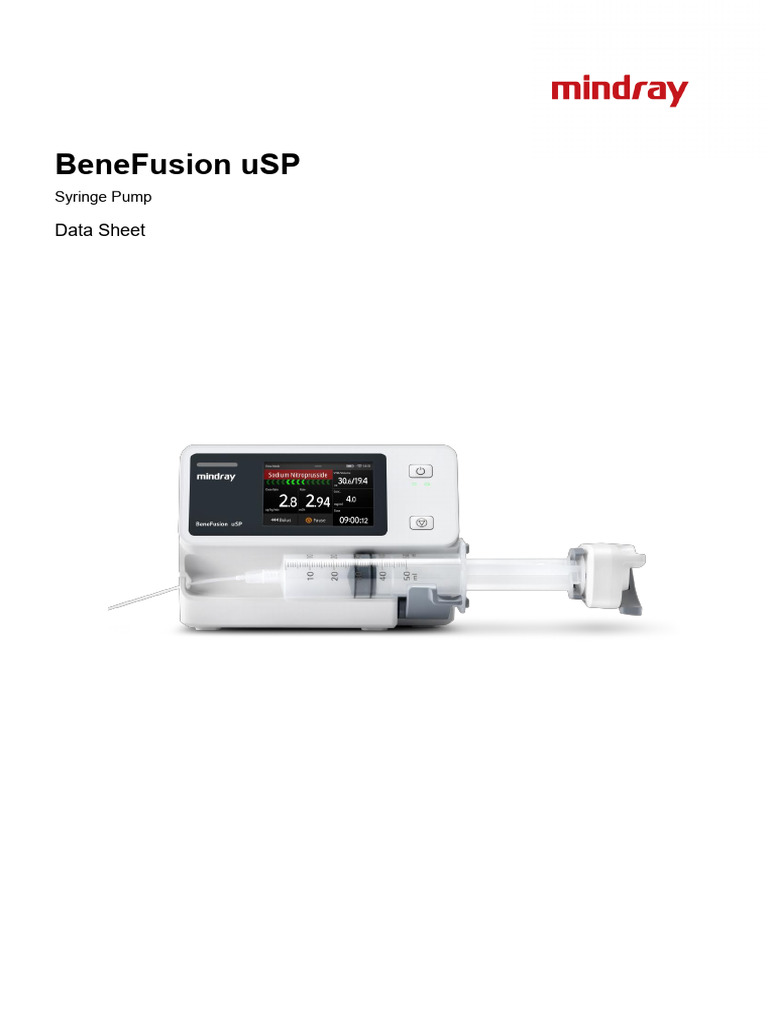 BeneFusion uSP Syringe Pump Data Sheet | PDF | Syringe | Intravenous ...