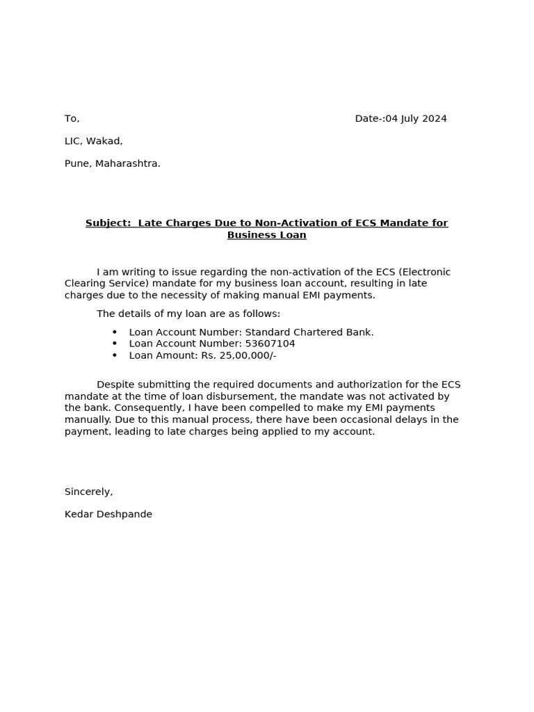 Late EMI Paid Charges Justification | PDF