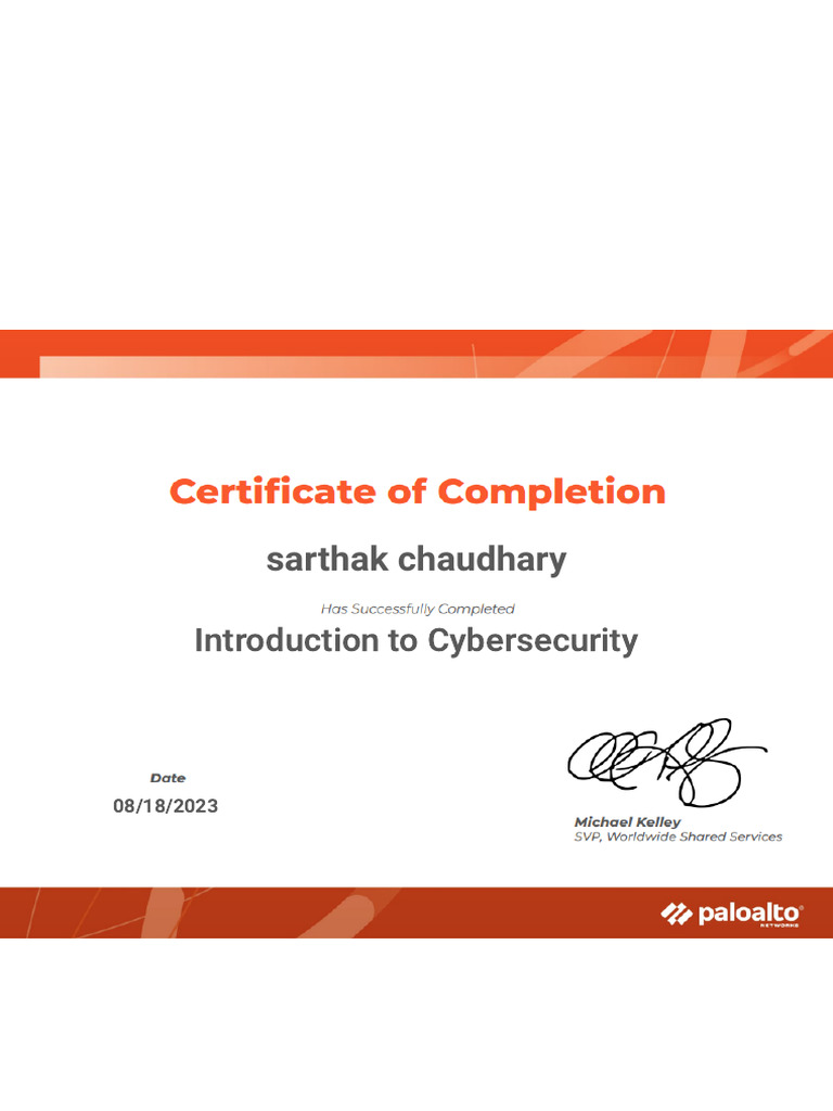 Intro To Cyber Security Certificate | PDF