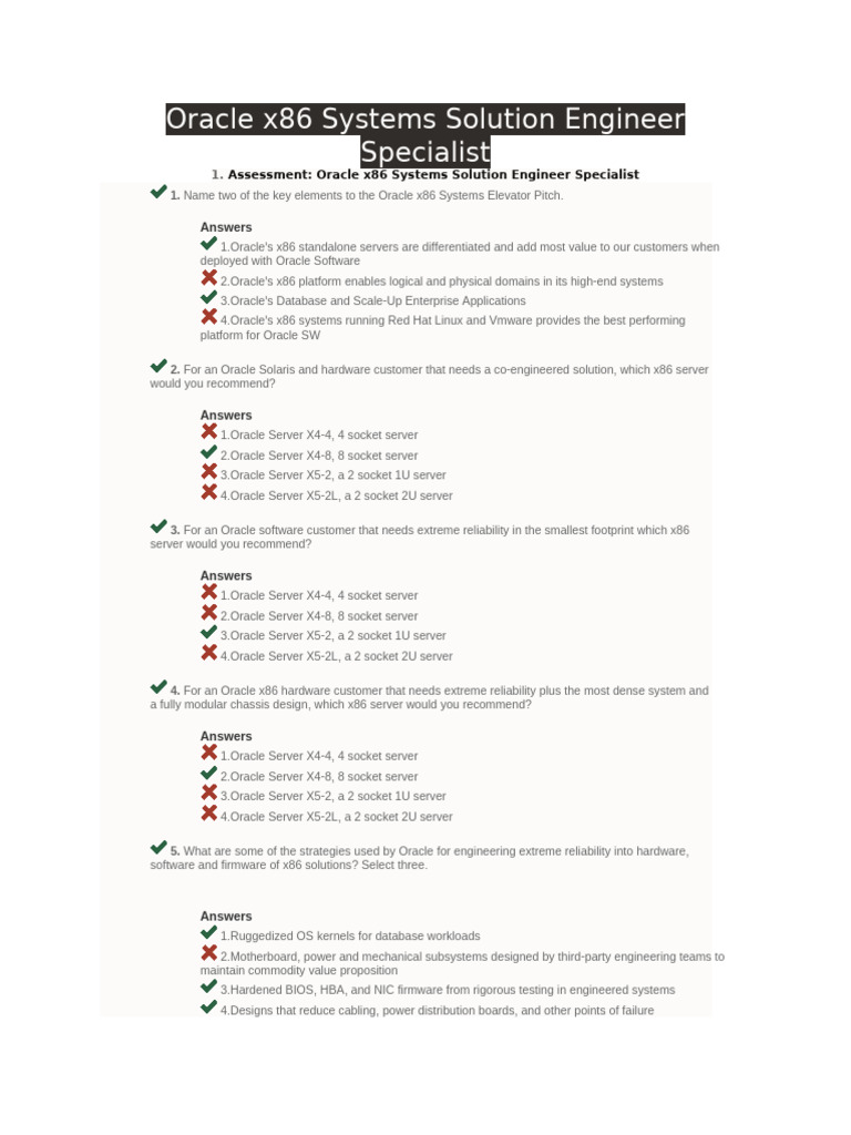 Oracle x86 Systems Solution Engineer Specialist | PDF | Oracle ...