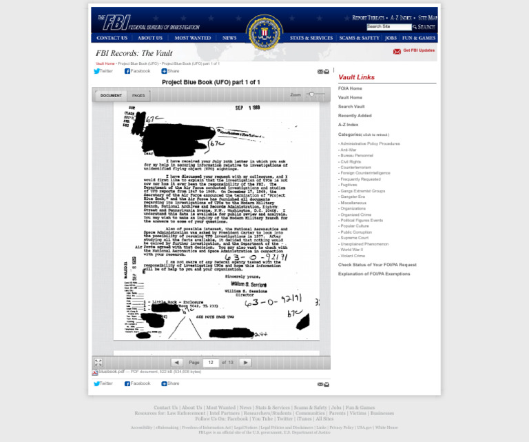 Project Blue Book UFO Files Overview | PDF | Federal Bureau Of ...