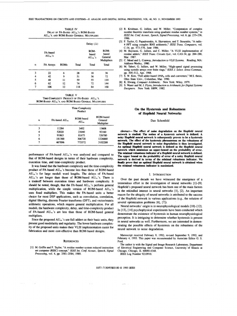 On The Hysteresis and Robustness of Hopf | PDF | Artificial Neural ...