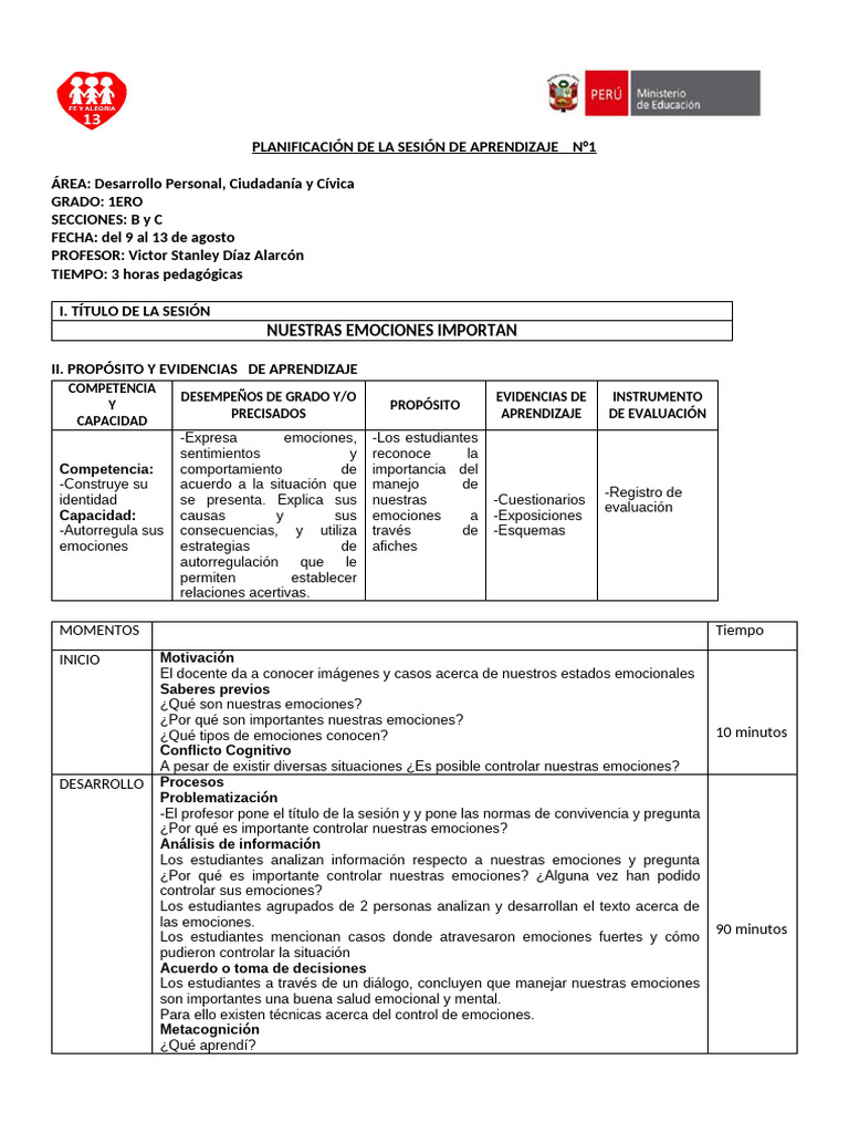 Dpcc Tema 1 Pdf Las Emociones Maestros 1138