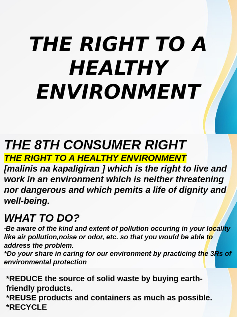 Right to Healthy Environment Guide | PDF | Investment Management | Money