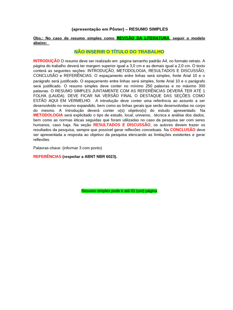 ENEX 2024 - Modelo - Resumo Simples (Revisao de Literatura) | PDF