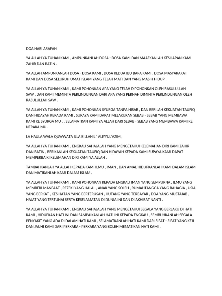 Himpunan Doa Hari Arafah | PDF | Agama & Spiritualitas