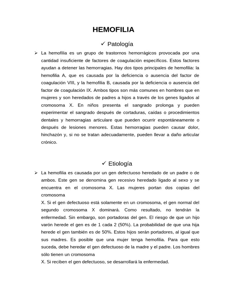 Hemofilia Completo | PDF | Hemofilia | Coagulación