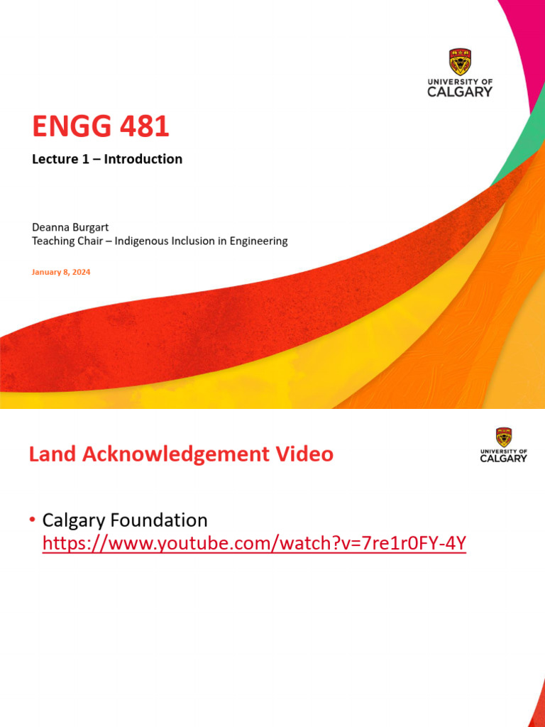 ENGG 481 Lecture 1 Jan 8 2024 Intro To ENGG 481 PDF Version | PDF | Career & Growth