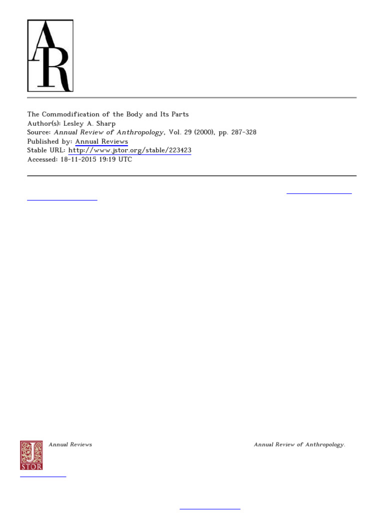 2 The Commodification of The Body and Its Parts-LA Sharp'00 | PDF ...