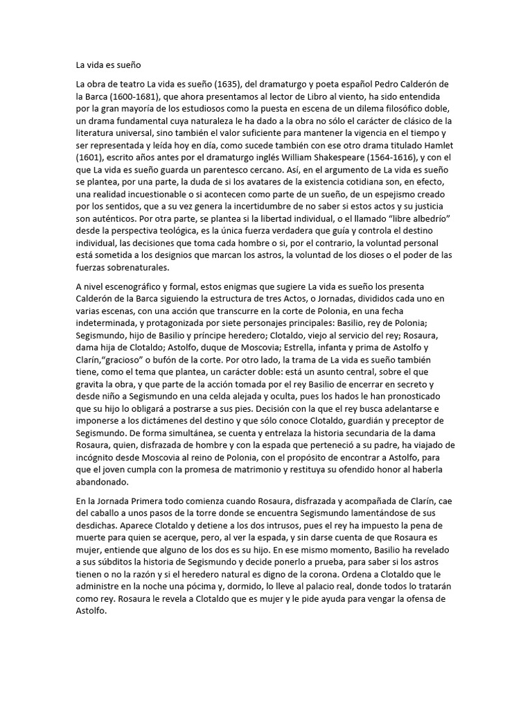 La Vida Es Sueño | PDF
