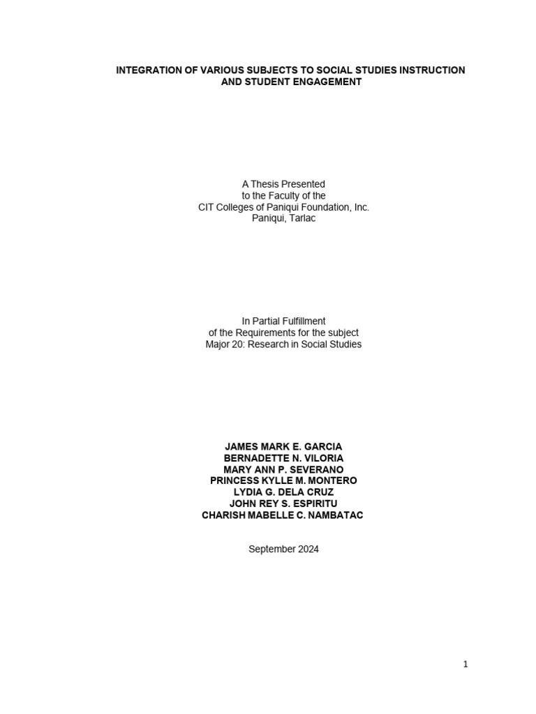 Integrated Curriculum in Social Studies | PDF | Teachers | Curriculum