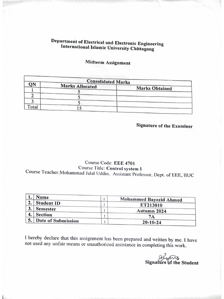 ET213010 EEE 4701 Mid Assignment 7A | PDF