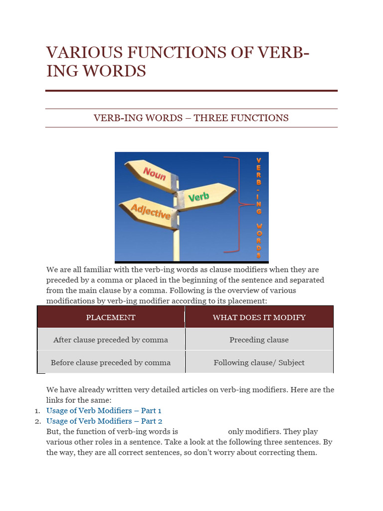 Verb-Ing and Verb-ed Modifiers Class | PDF | Verb | Grammatical Number