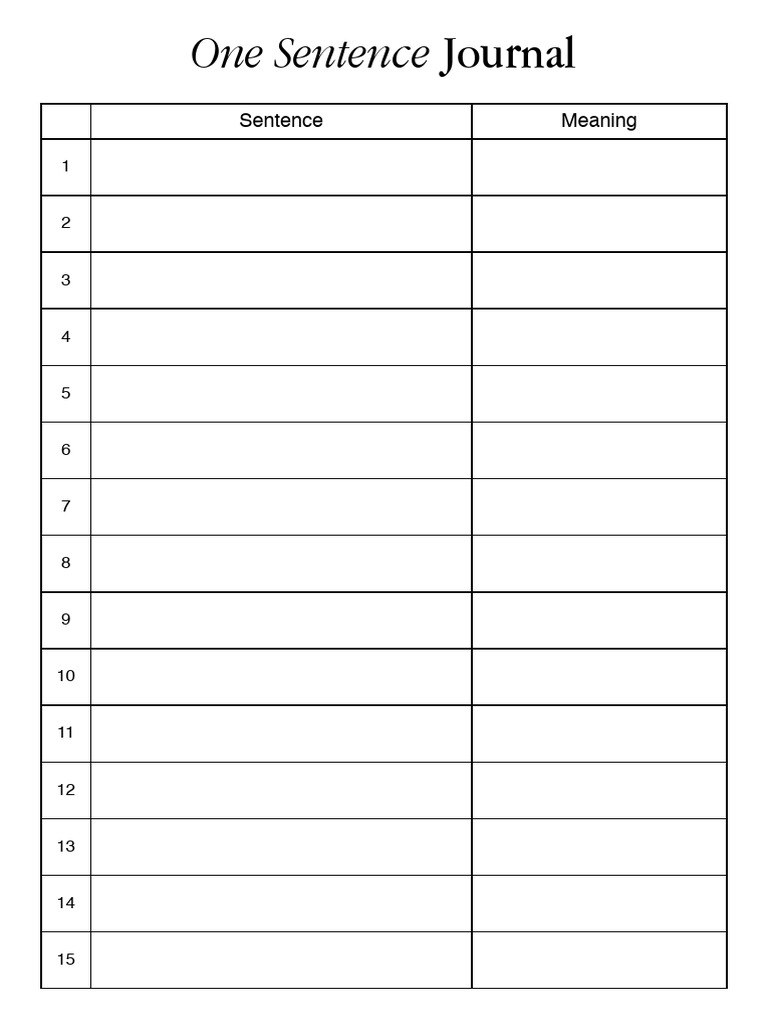 1 Sentence Journal | PDF