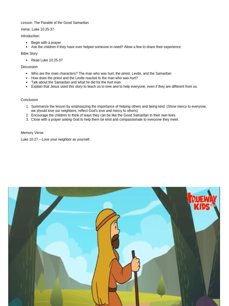 Sunday School Lesson-The Good Samaritan | PDF