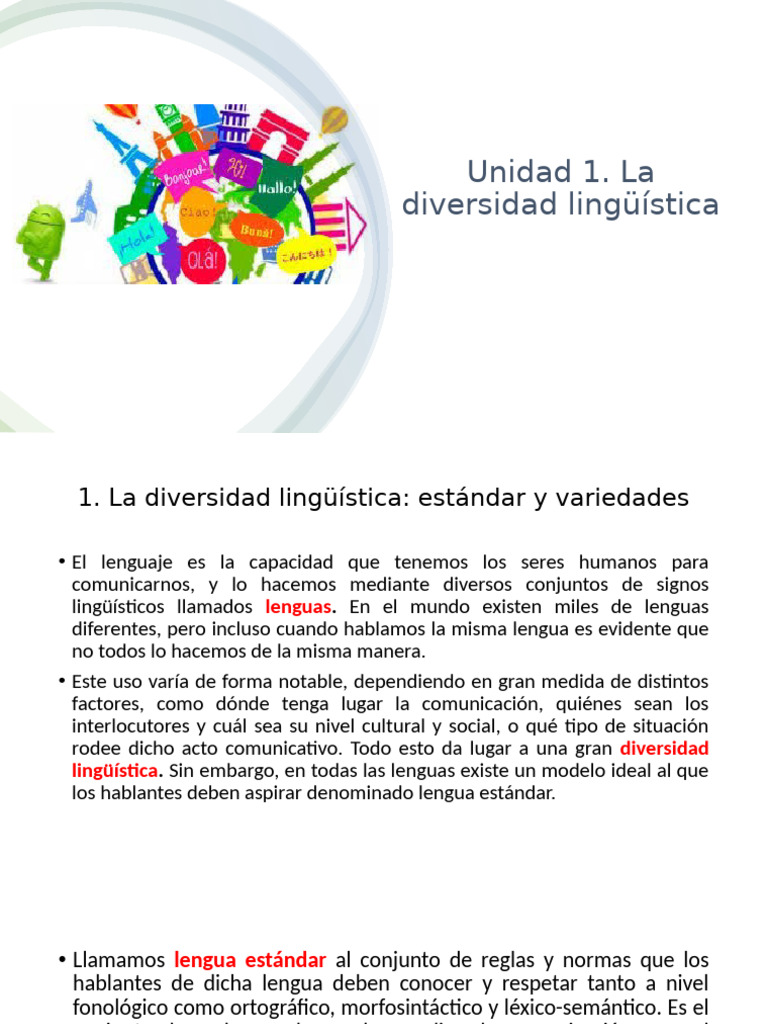 Diversidad Lingüística y Lengua Estándar | PDF | Lingüística | Lengua ...
