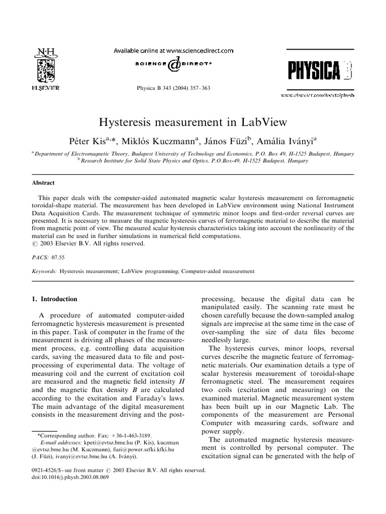 01hysteresis Measurement in LabView | PDF | Inductor | Data Acquisition