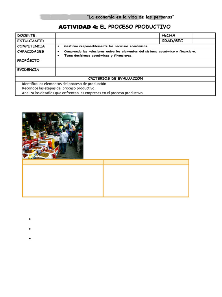 Ficha de Actividad CCSS 1° - Semana 4 | PDF | Factores de producción | Materia prima