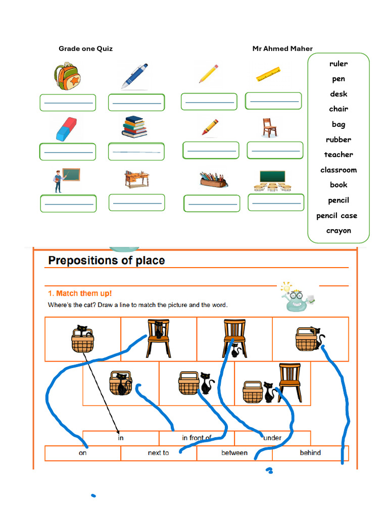 Grade One Quiz: Classroom Objects | PDF