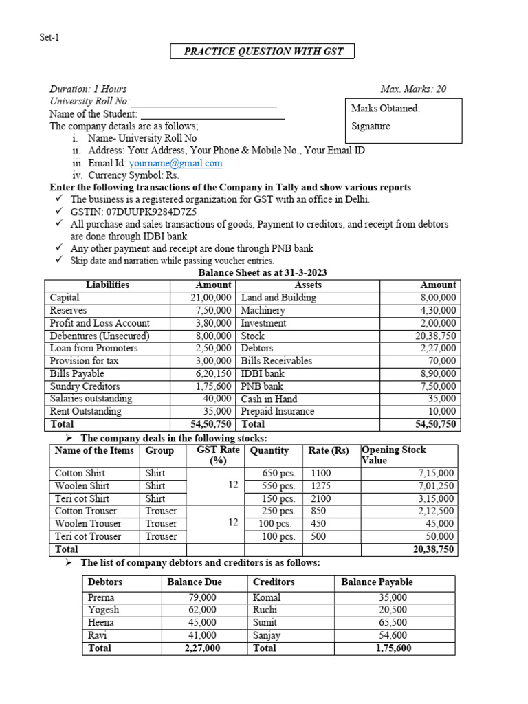 Practice Que GST | PDF | Business | Private Sector