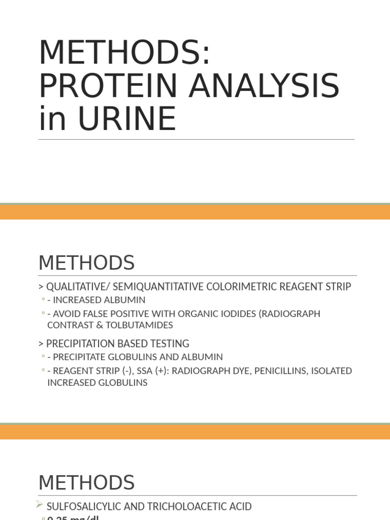 Methods Protein Analysis | PDF | Precipitation (Chemistry) | Urine