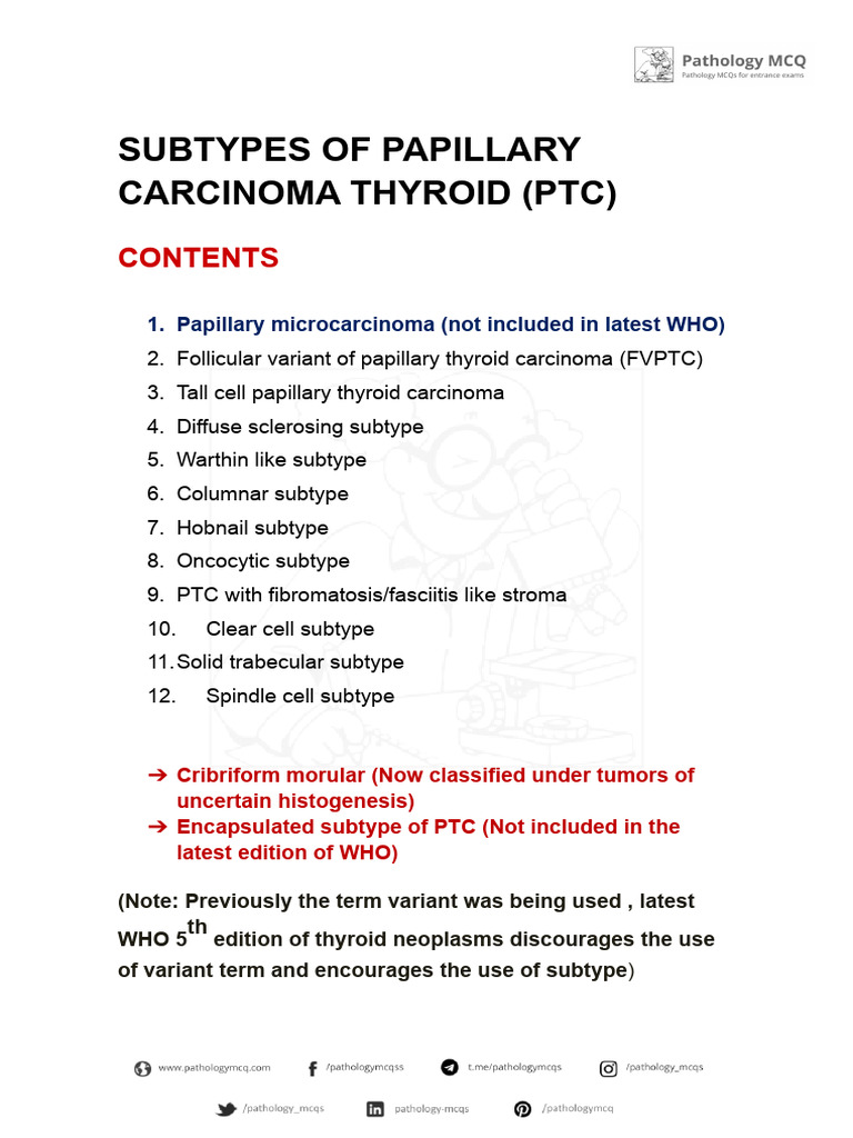 Subtypes of Papillary Carcinoma Thyroid PTC 3 | PDF | Glands ...