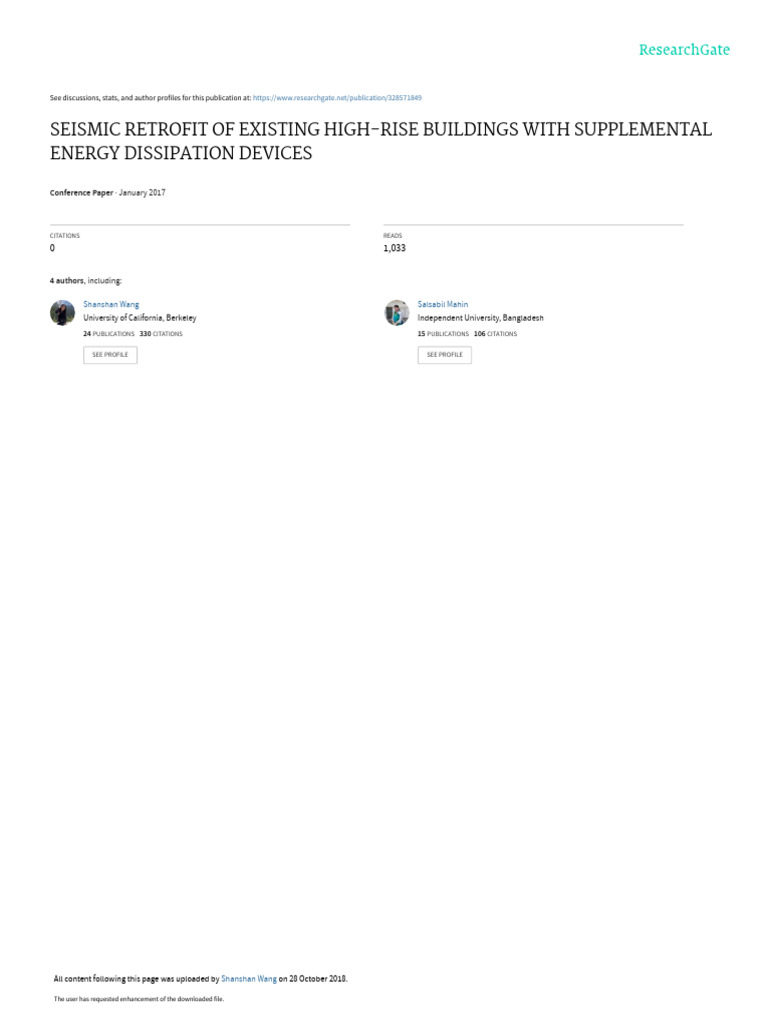 Seismic Retrofit of Existing High-Rise Buildings With Supplemental ...