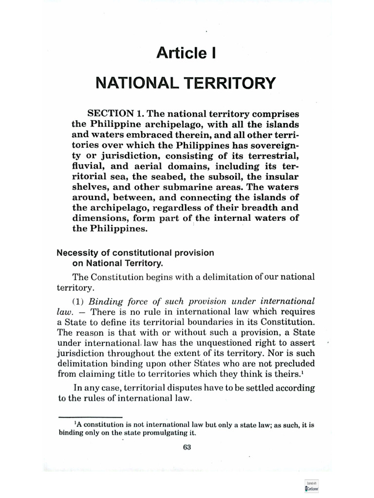 Lesson 6 Article 1 the National Territory 1 | PDF