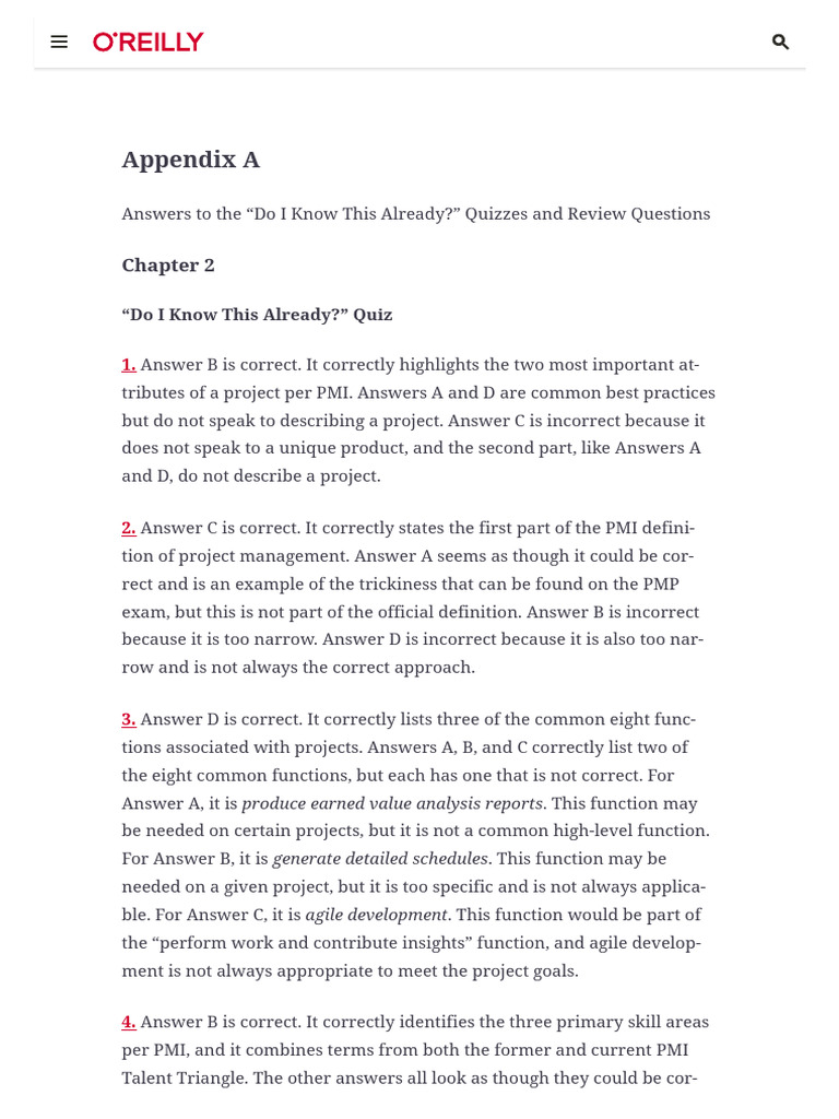 Appendix A. Answers To The "Do I Know This Already - " Quizzes and Review Questions - Project ...