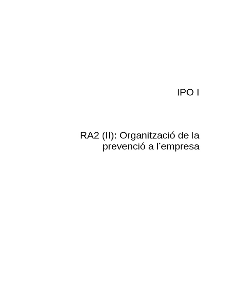 IPO I RA2 (II) - Organització de La Prevenció A L'empresa | PDF
