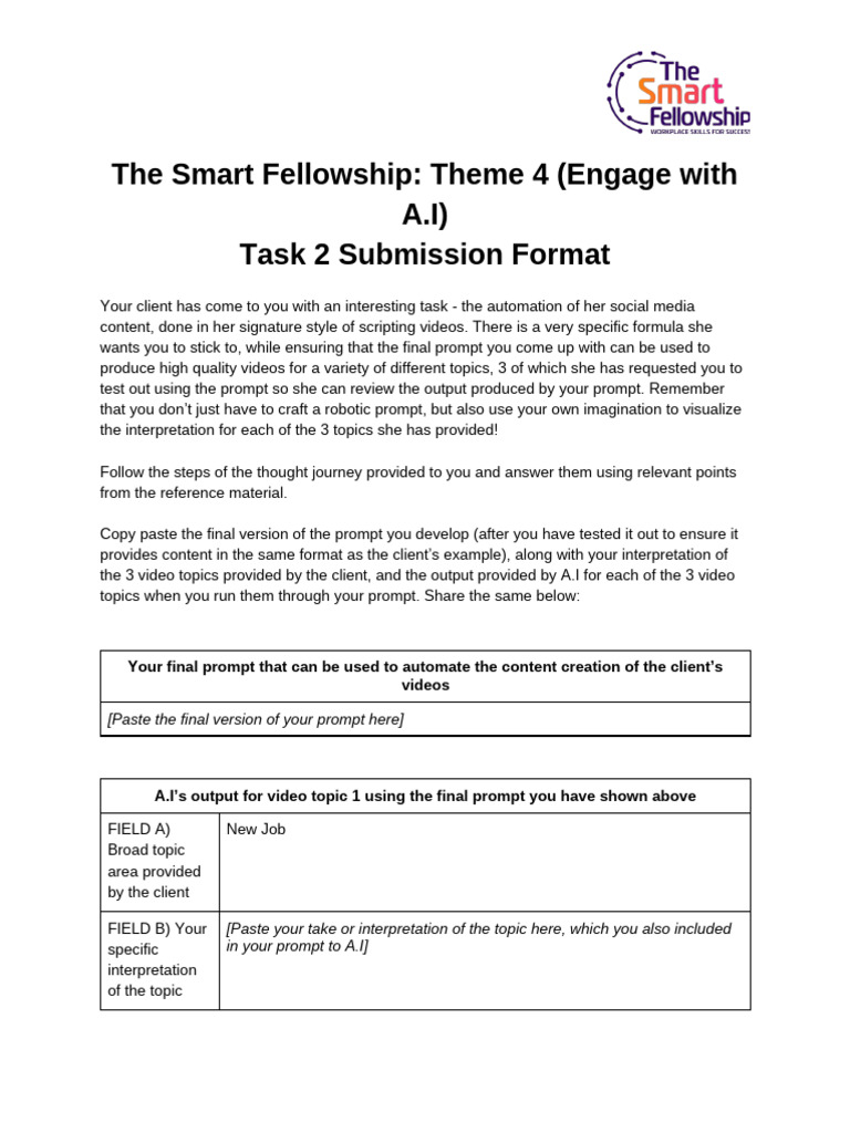The Smart Fellowship - Theme 4 (Engage With A.I) - Task 2 Submission ...