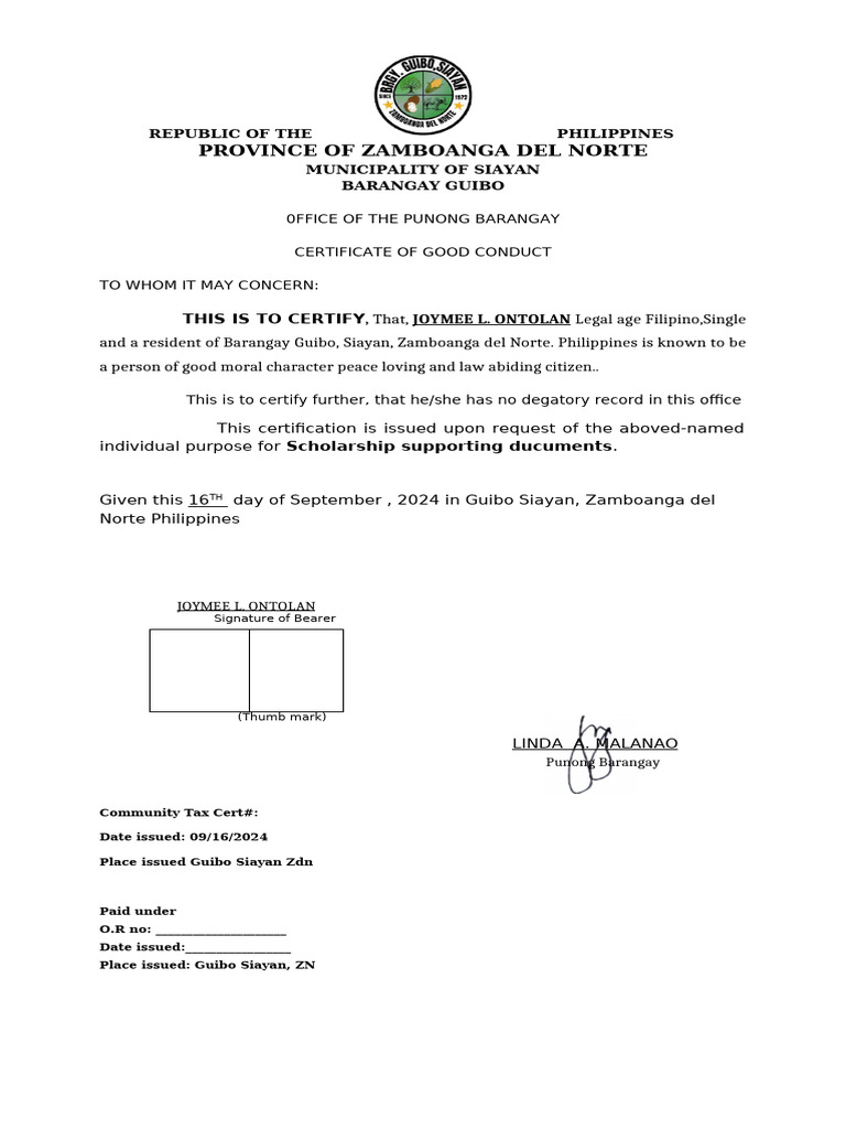 Certificate of good conduct_081927 | PDF