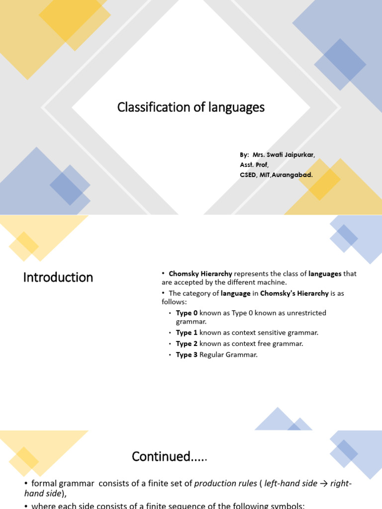 Chomsky Hierarchy: Language Types | PDF | Mathematical Logic | Syntax (Logic)