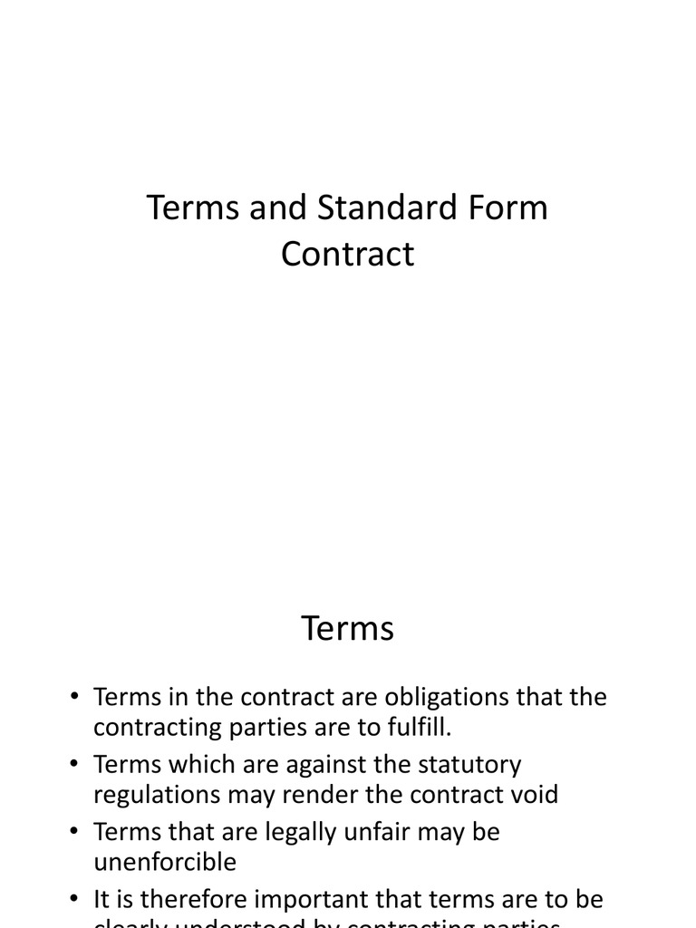 Terms and Standard Form Contract | PDF | Negligence | Jurisprudence