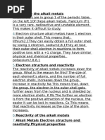 Physical and Chemical Properties of Alkali Metals | PDF | Lithium | Sodium