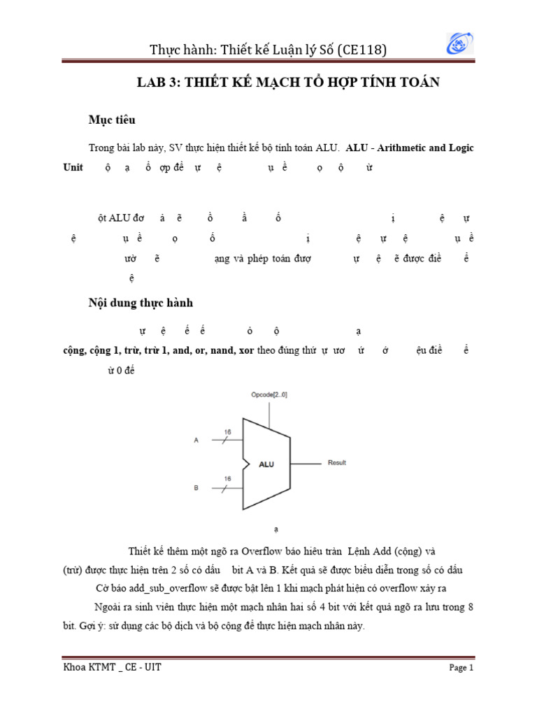 Lab3 - Thiet Ke Mach To Hop Tinh Toan | PDF