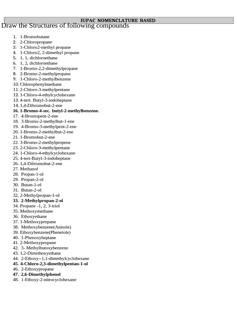 IUPAC exercise very difficult and usefull | PDF | Organic Chemistry ...