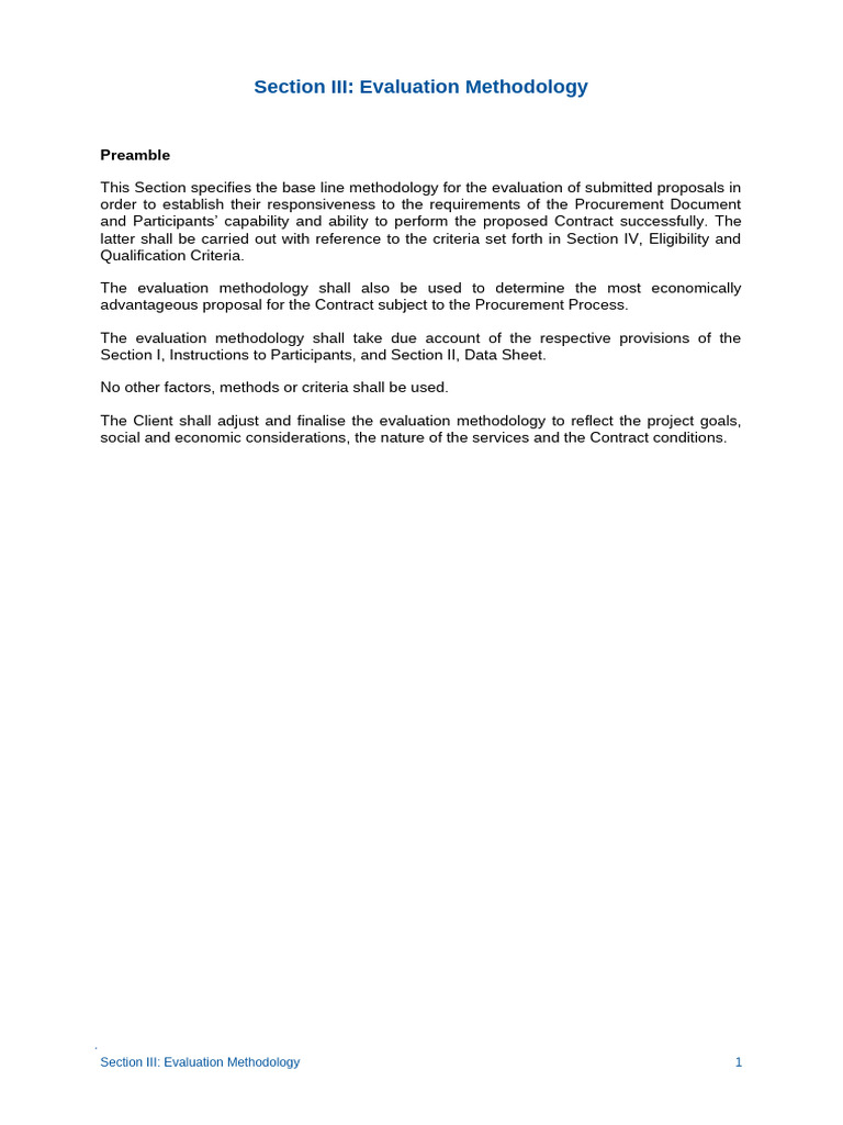 III - Evaluation Methodology - Single Stage 2 Envelopes | PDF | Evaluation | Methodology