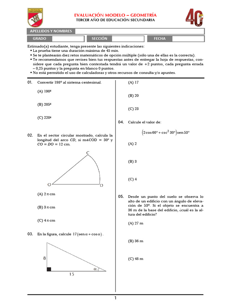 3°sec Trig Mod | PDF | Matemáticas | Geometría