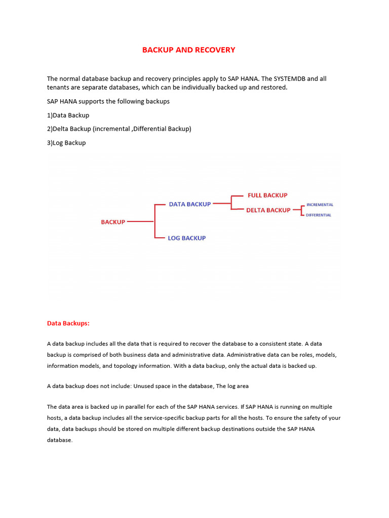 Backup and Recovery HANA Theory | PDF | Backup | Databases