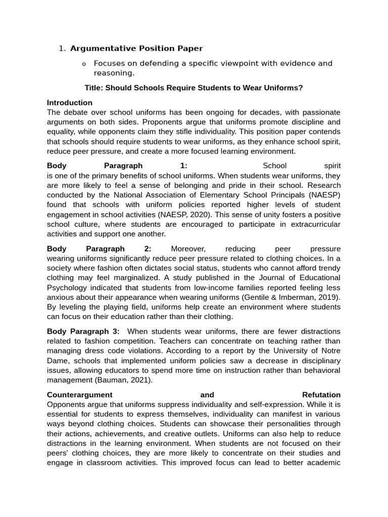 Argumentative Position Paper | PDF | Behavior Modification | Social ...