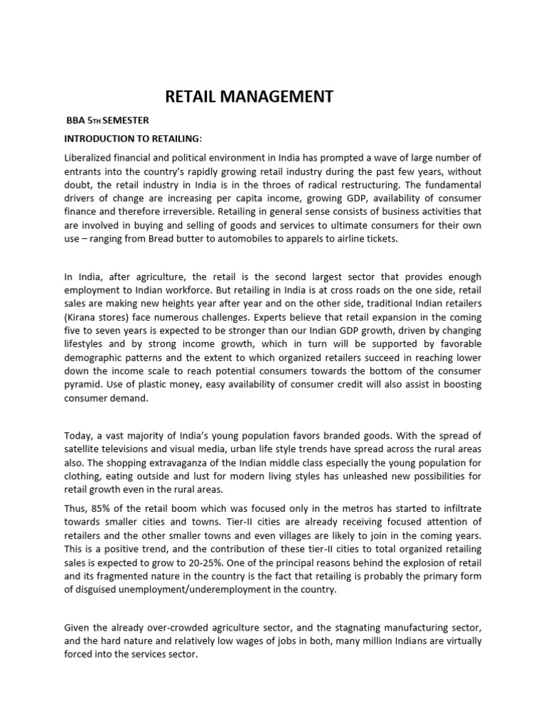 RM BBA5thSem | PDF | Retail | Franchising