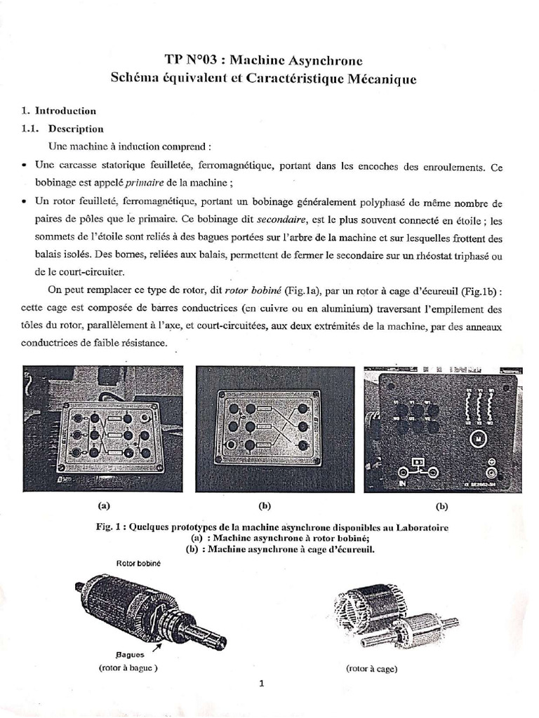 TP #03 Machine Asynchrone Shéma Équivalent Et Caractéristique Mécanique ...