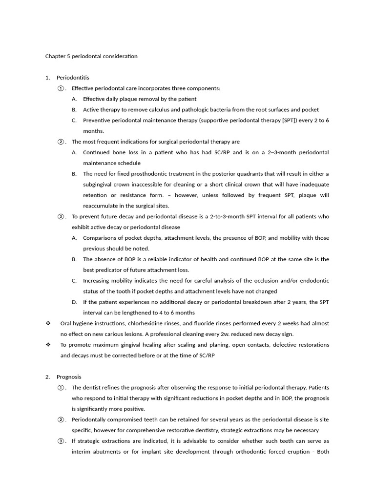 CHAPTER 5 PERIODONTAL CONSIDERATION | PDF | Periodontology | Dentistry Branches