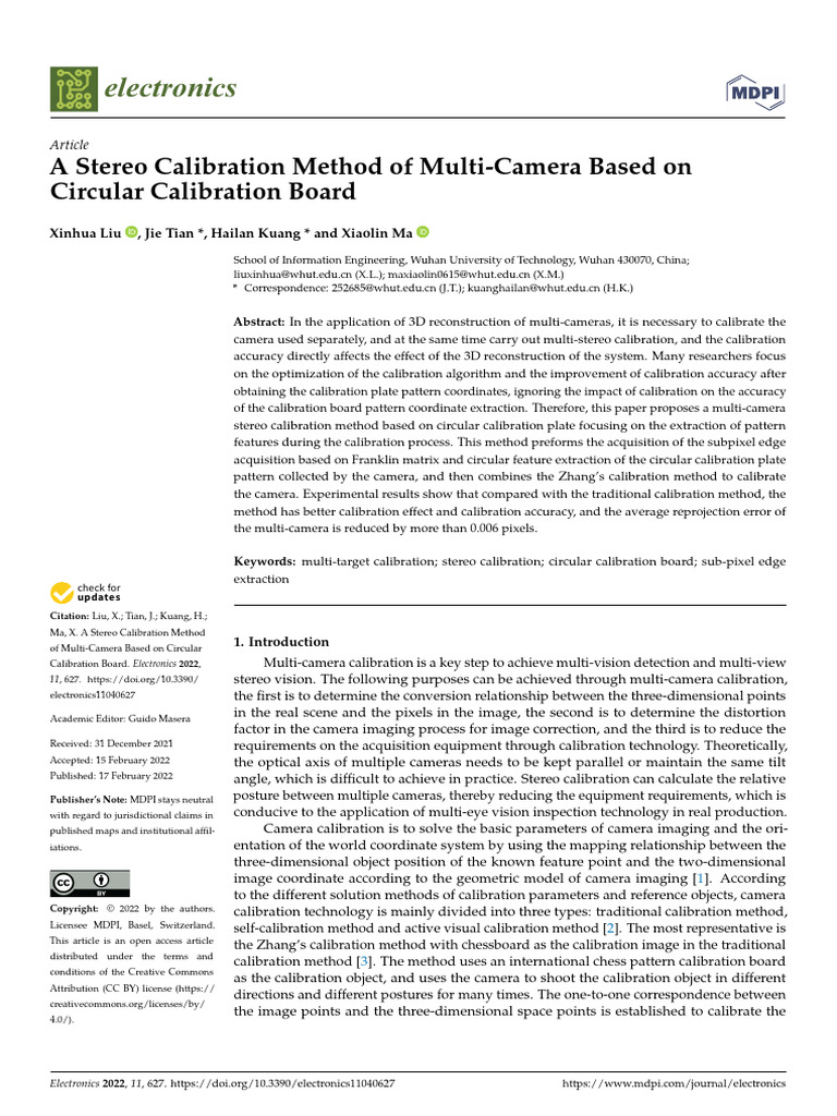 1.stereo Calibration Circular Board Method | PDF | Pixel | Imaging